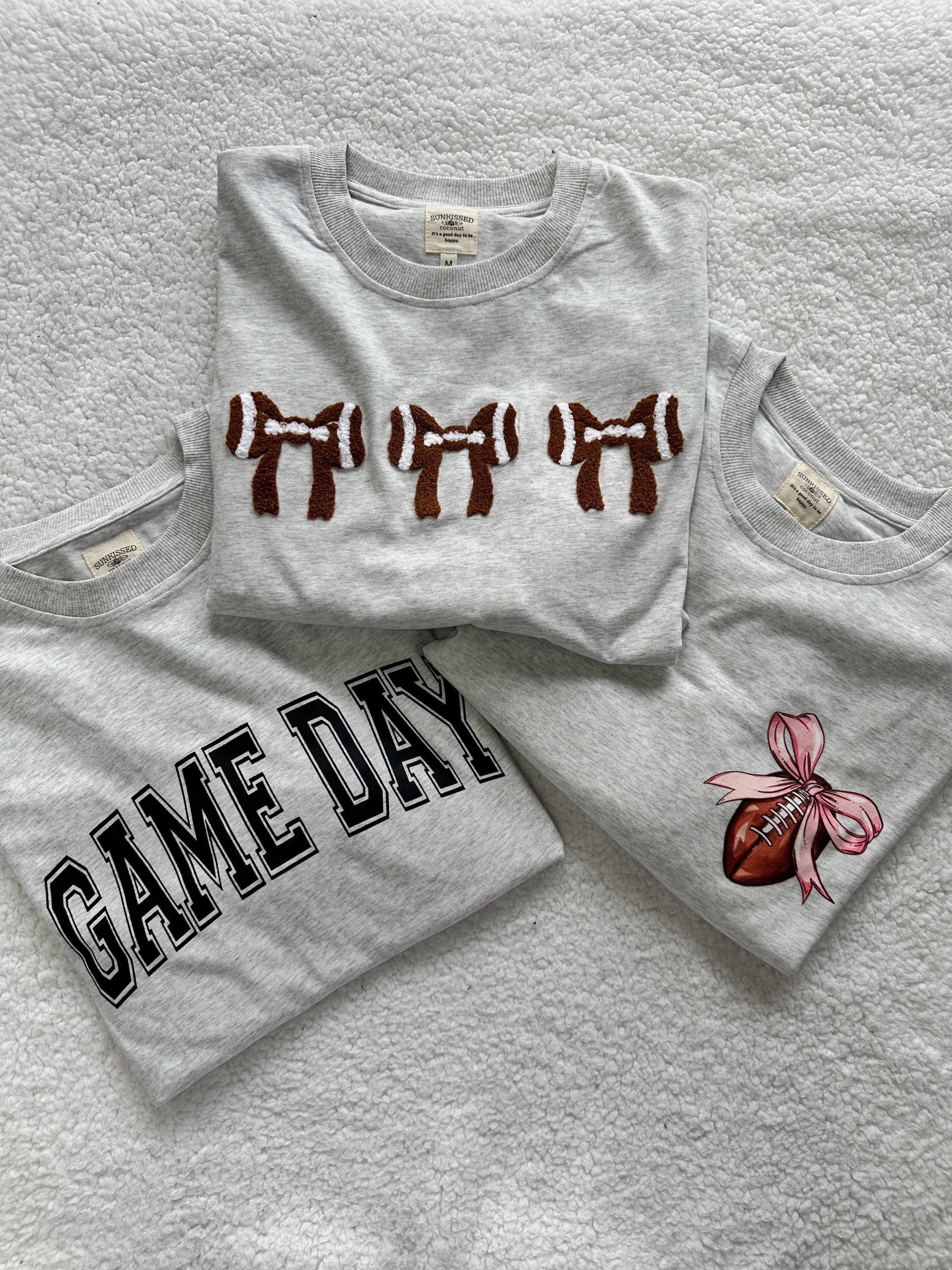 Football Bows Embroider Tee – Sunkissedcoconut
