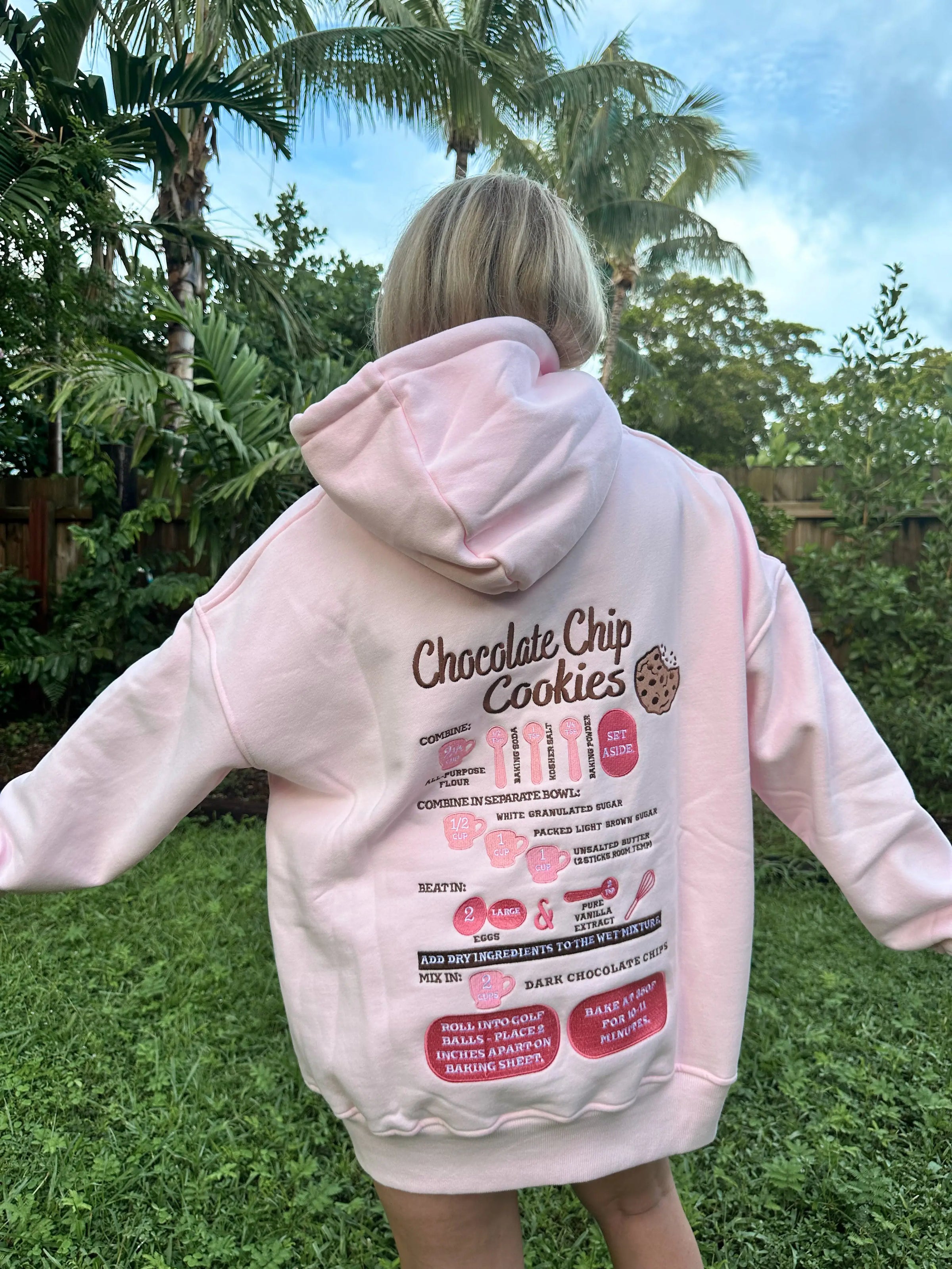 Light Pink Chocolate Chip Cookie Recipe Embroider Hoodie – Sunkissedcoconut