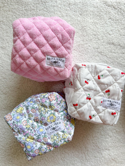 Small Pastel Flower Quilted Handmade Makeup Bag – Sunkissedcoconut
