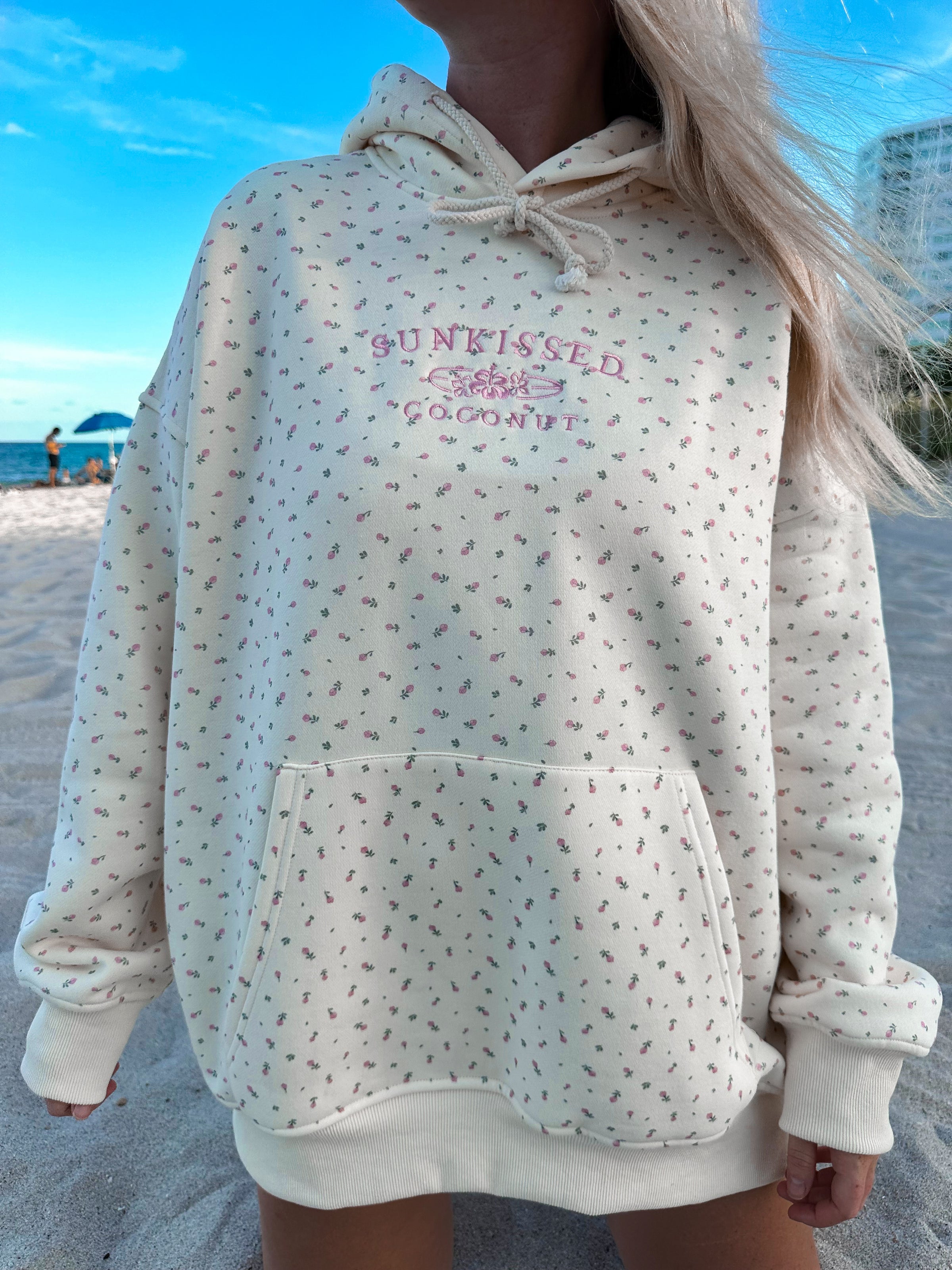 Toasted Cream Roses Embroider Hoodie – Sunkissedcoconut